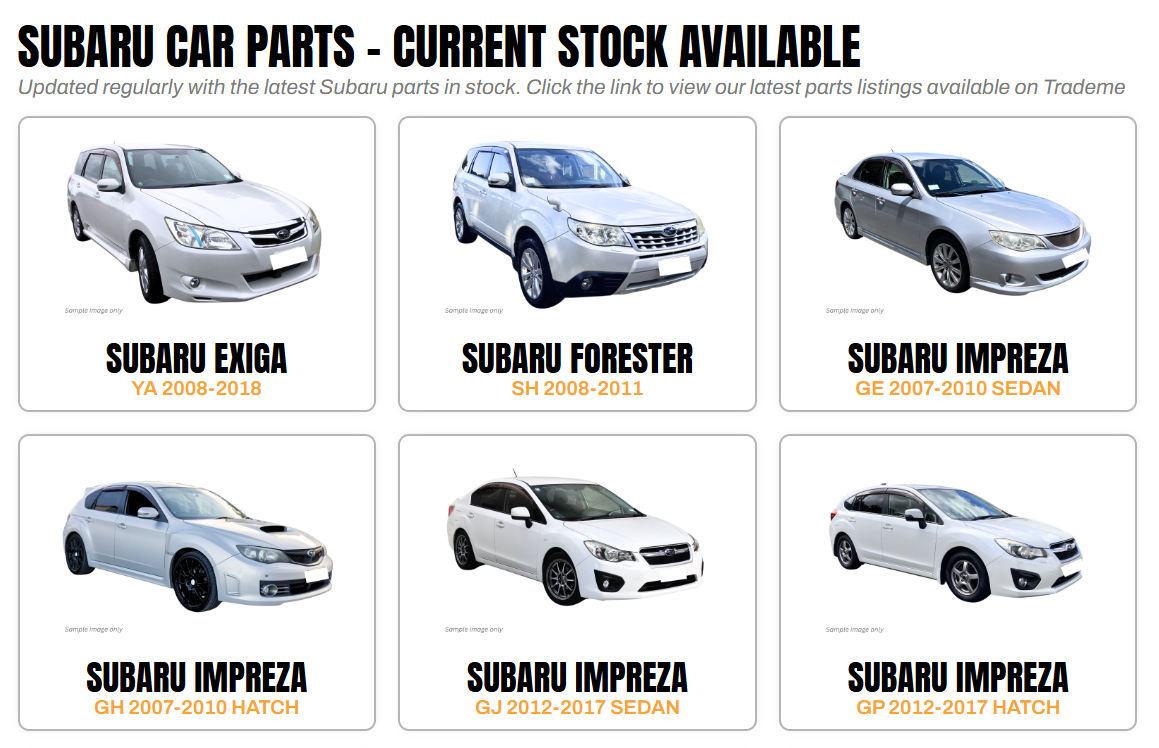 SUBARU MODELS - AUCKLAND JAPANESE CAR PARTS CENTRE LTD